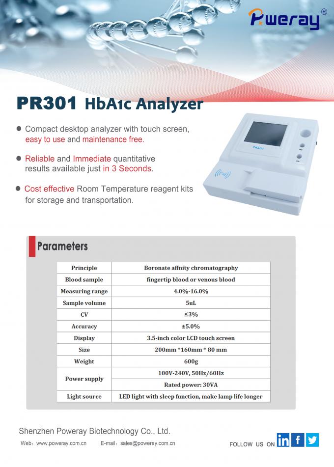 Whole Blood Sample And Glycohemoglobin HbA1c Meter With Display